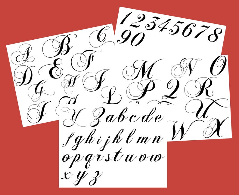 Calligraphy Alphabet & Numbers: Cricut and Printable Clipart, PNG ...