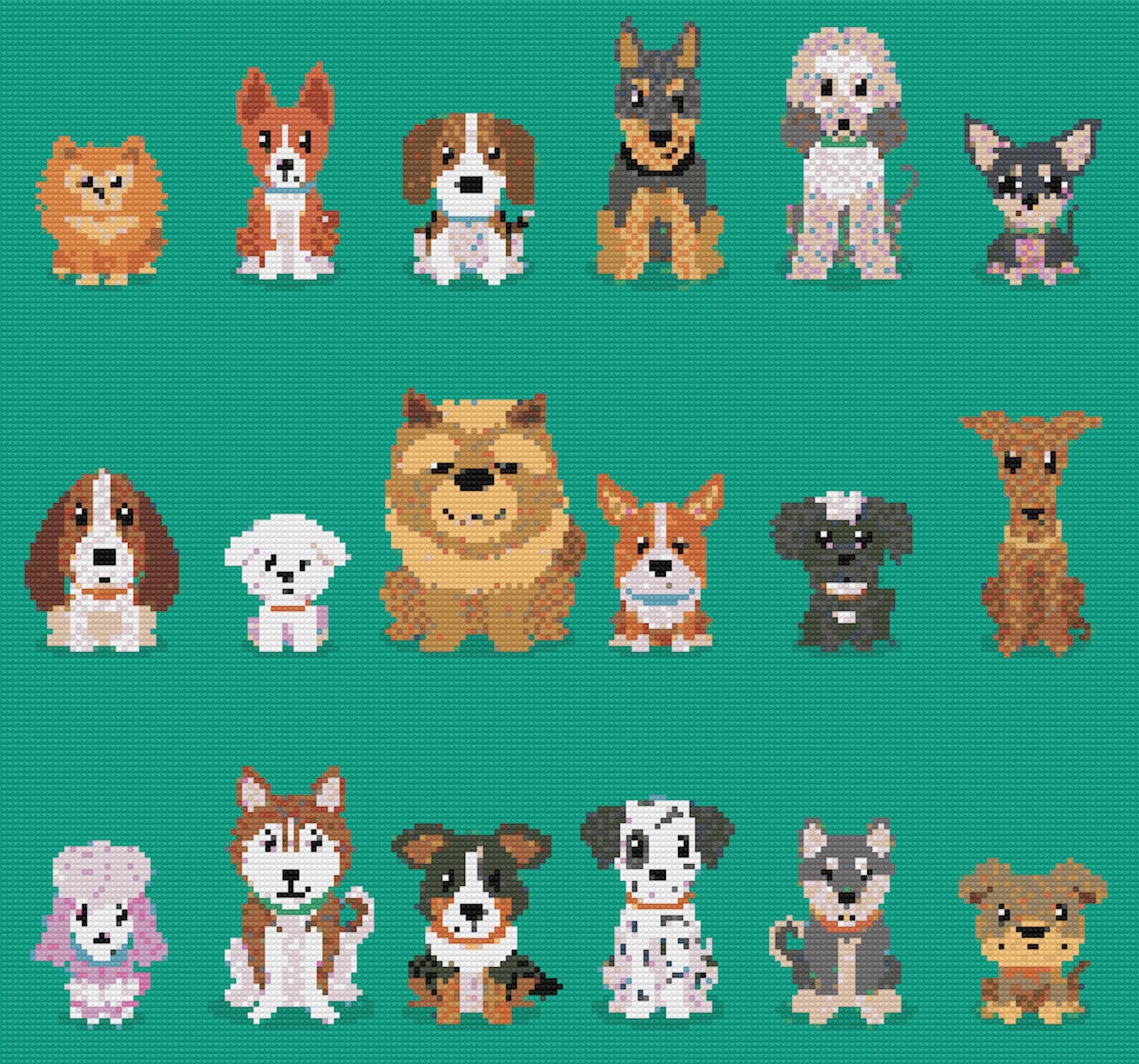60 Mini Dog Breeds Cross Stitch Collection | Cute Dog Patterns - Etsy