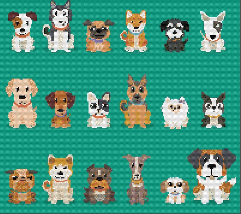 60 Mini Dog Breeds Cross Stitch Patterns: DMC Charts (PDF Download) - Etsy
