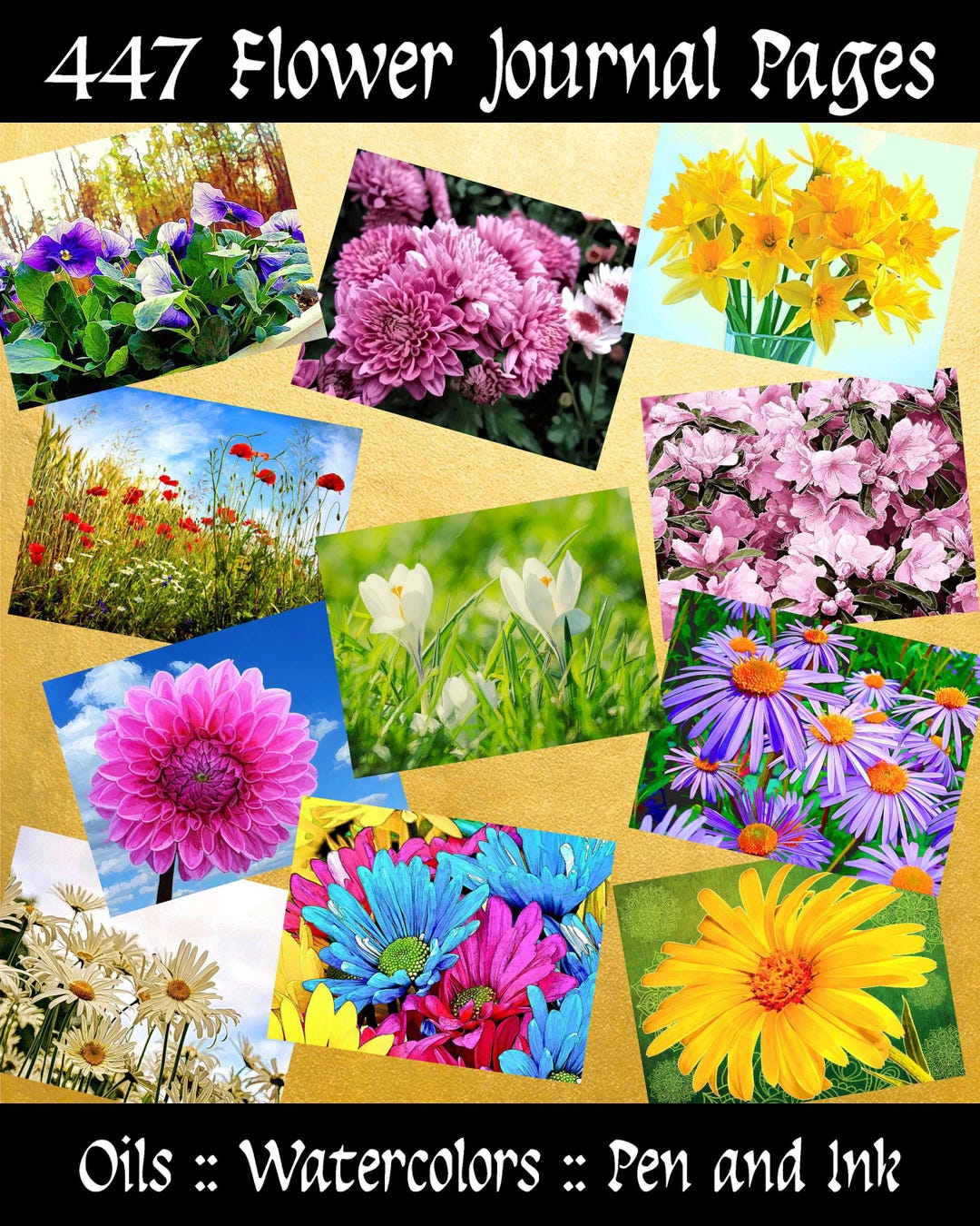 447 Printable Flower Journal Pages, Junk Journal Kit, 11" X 8.5", 300 ...