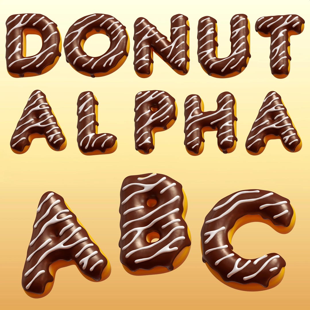 Donut Alphabet Clipart: Printable Letters for Cricut (PNG, JPG, PDF) - Etsy