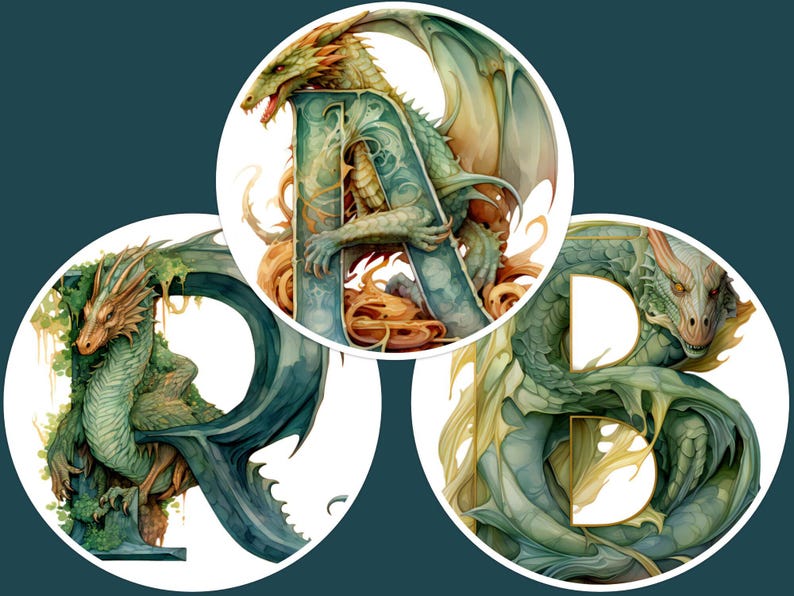 Dragon Cross Stitch Alphabet: 26 Mystical Monogram PDF Patterns (color ...