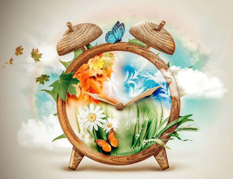 4 Seasons Clock Cross Stitch Pattern, Watercolor PDF Pattern, 2 Kinds ...