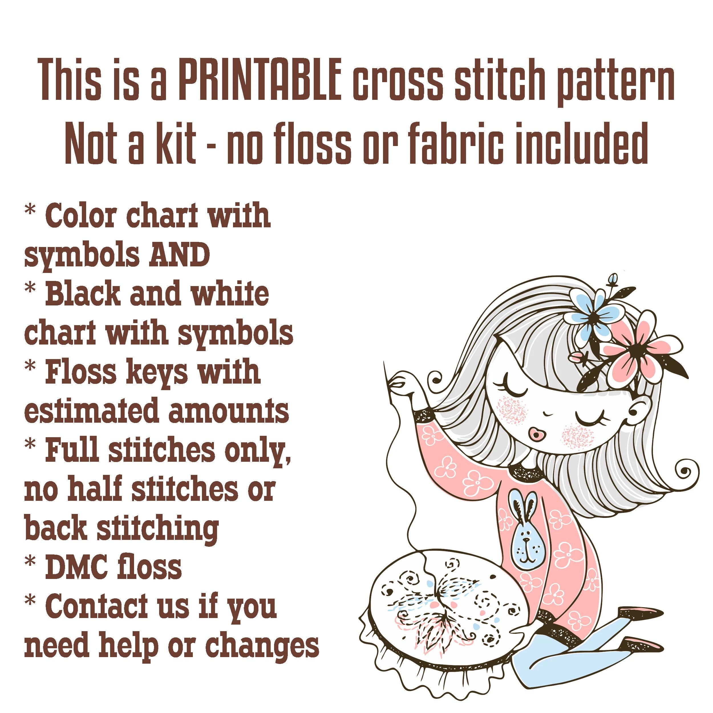 Flowered Heart Cross Stitch Pattern, Watercolor Pink Love Valentine PDF Pattern, Instant ...