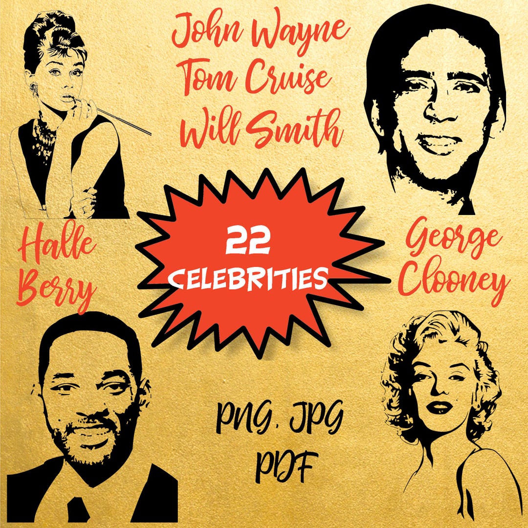 22 Famous Celebrities Clipart: Icons for Printing (PNG, JPG, PDF) - Etsy