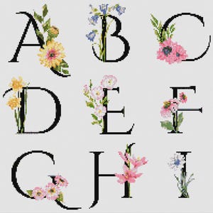 Floral Cross Stitch Alphabet PDF Pattern, Printable Pattern, Color ...