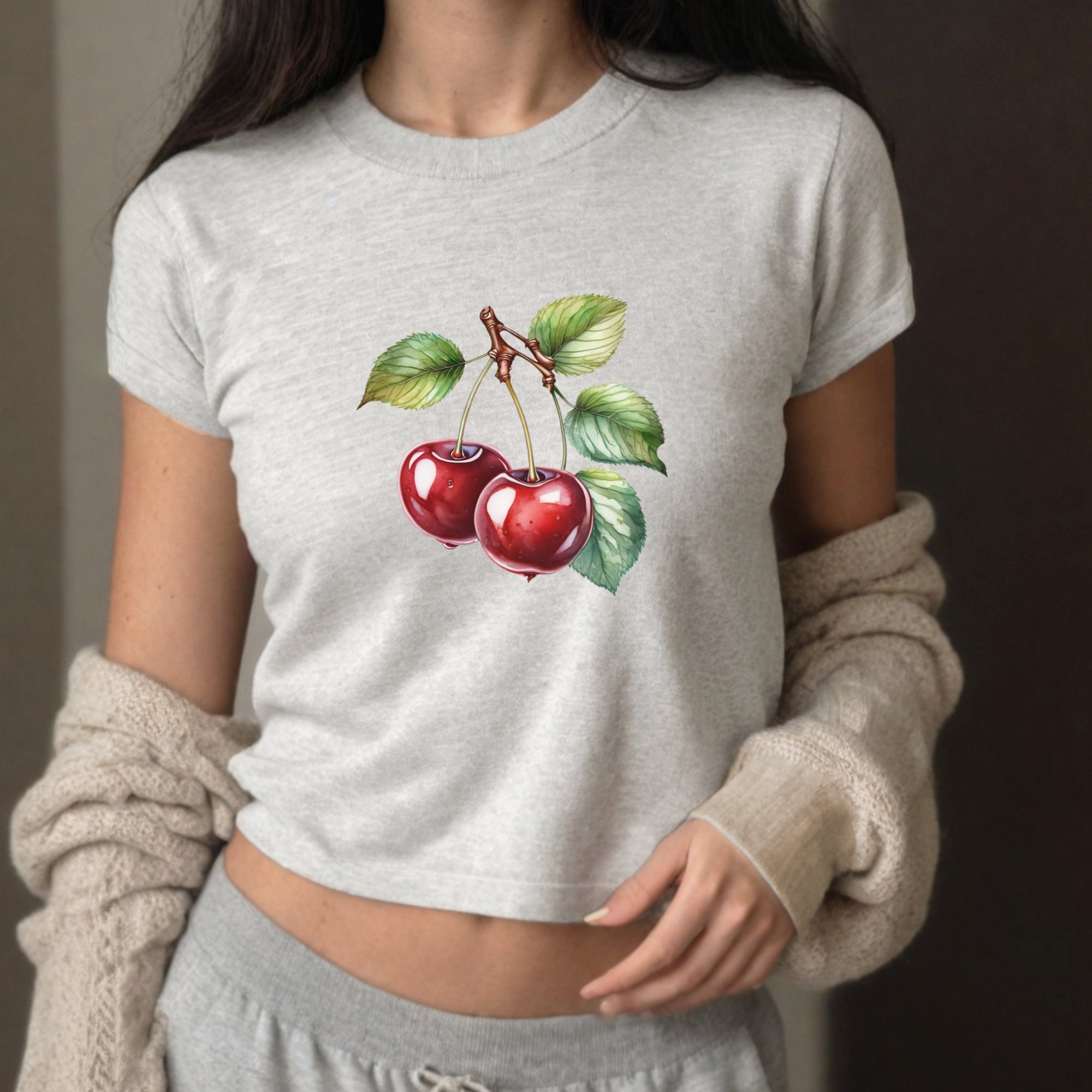 Y2K Cherry Blossom Babytee Aesthetic, Y2k Cherry Baby Tee Shirt, Coquette Baby Tee Top, Trendy ...