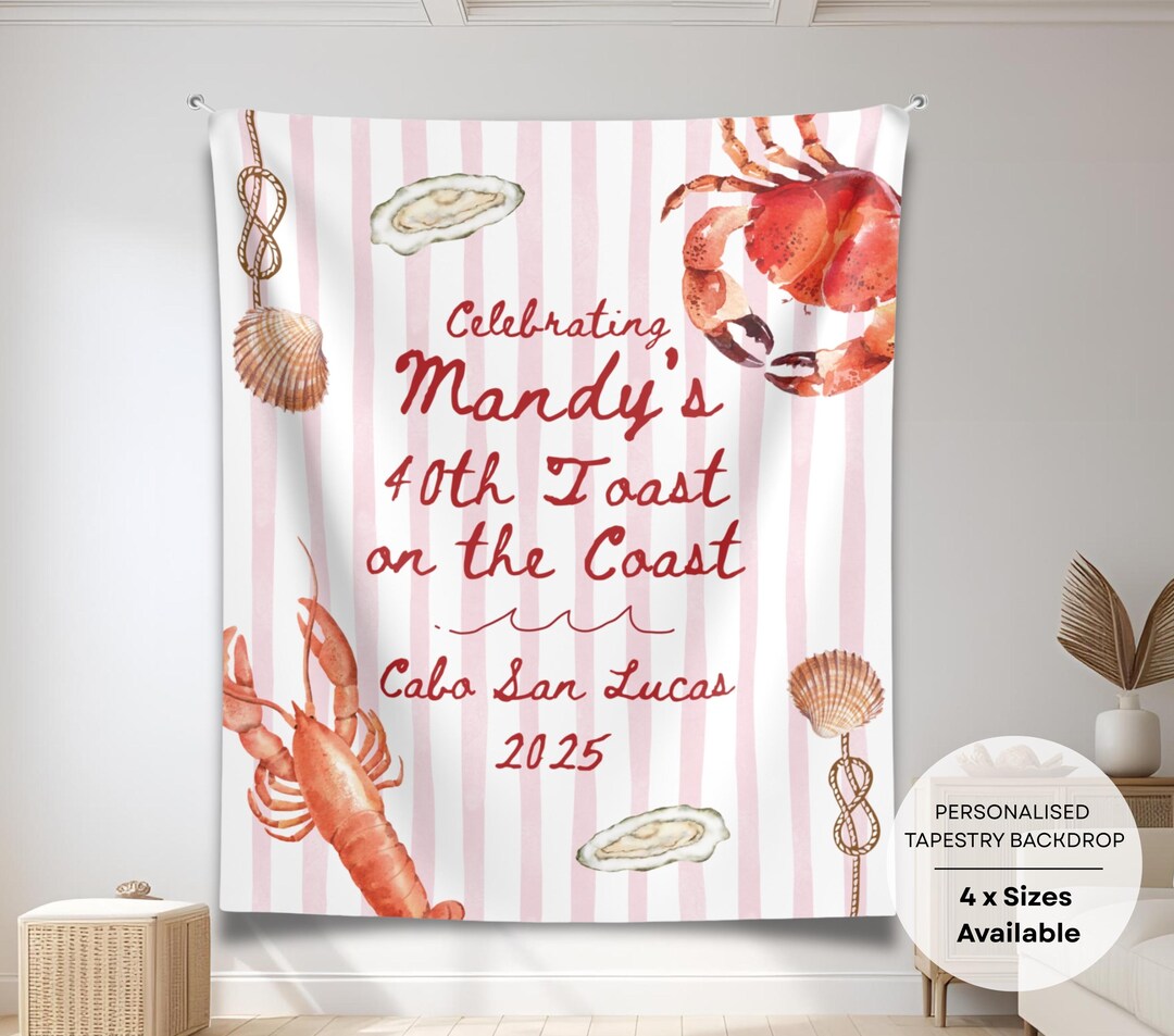Custom Beach Theme 30th 40th 50th Birthday Backdrop Coast Adult ...