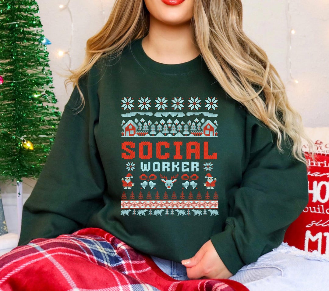Christmas Social Worker Ugly Christmas Sweatshirt, School Social Worker ...