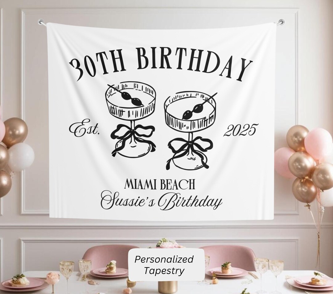 Custom 30th Birthday Banner, Custom Birthday Tapestry, 30th 40th 50th ...