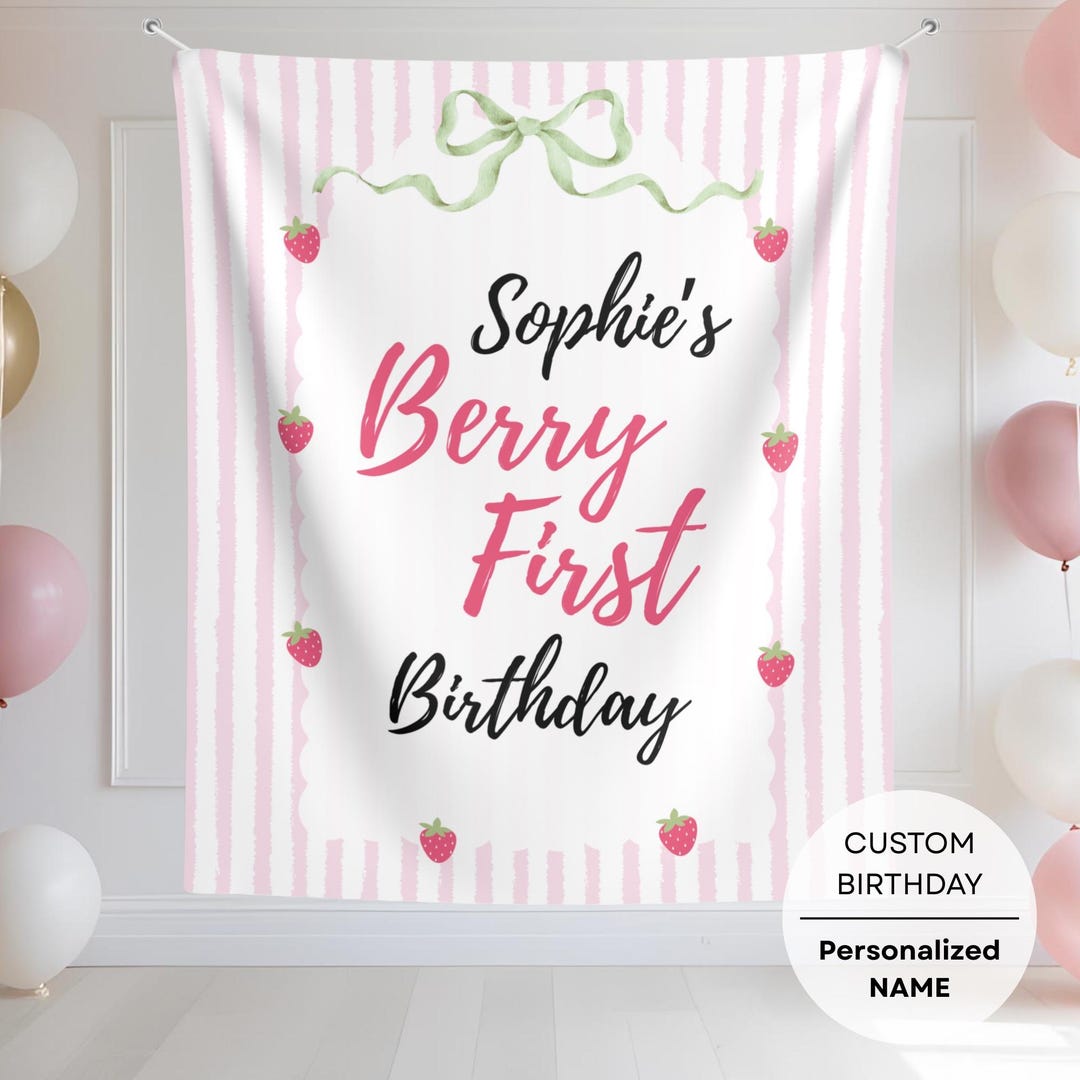 Custom Birthday Berry Theme Kids Party Backdrop Berry First Birthday ...
