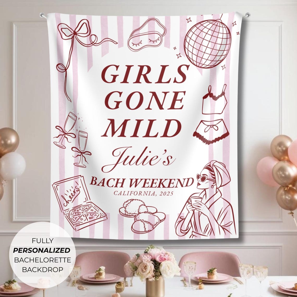 Personalized Girls Gone Mild Girls Hen Party Banner Slumber ...