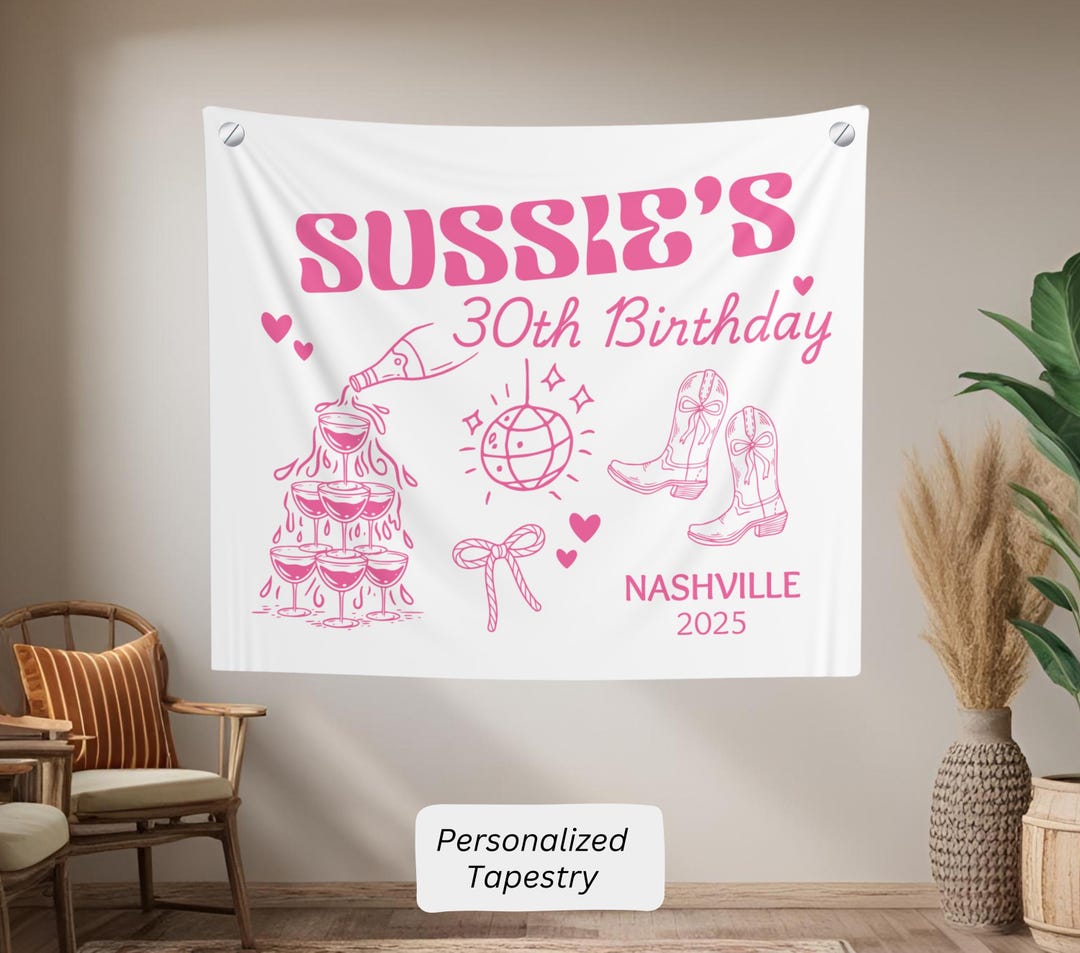 Custom 30th Birthday Banner, Custom Birthday Tapestry, Nashville ...