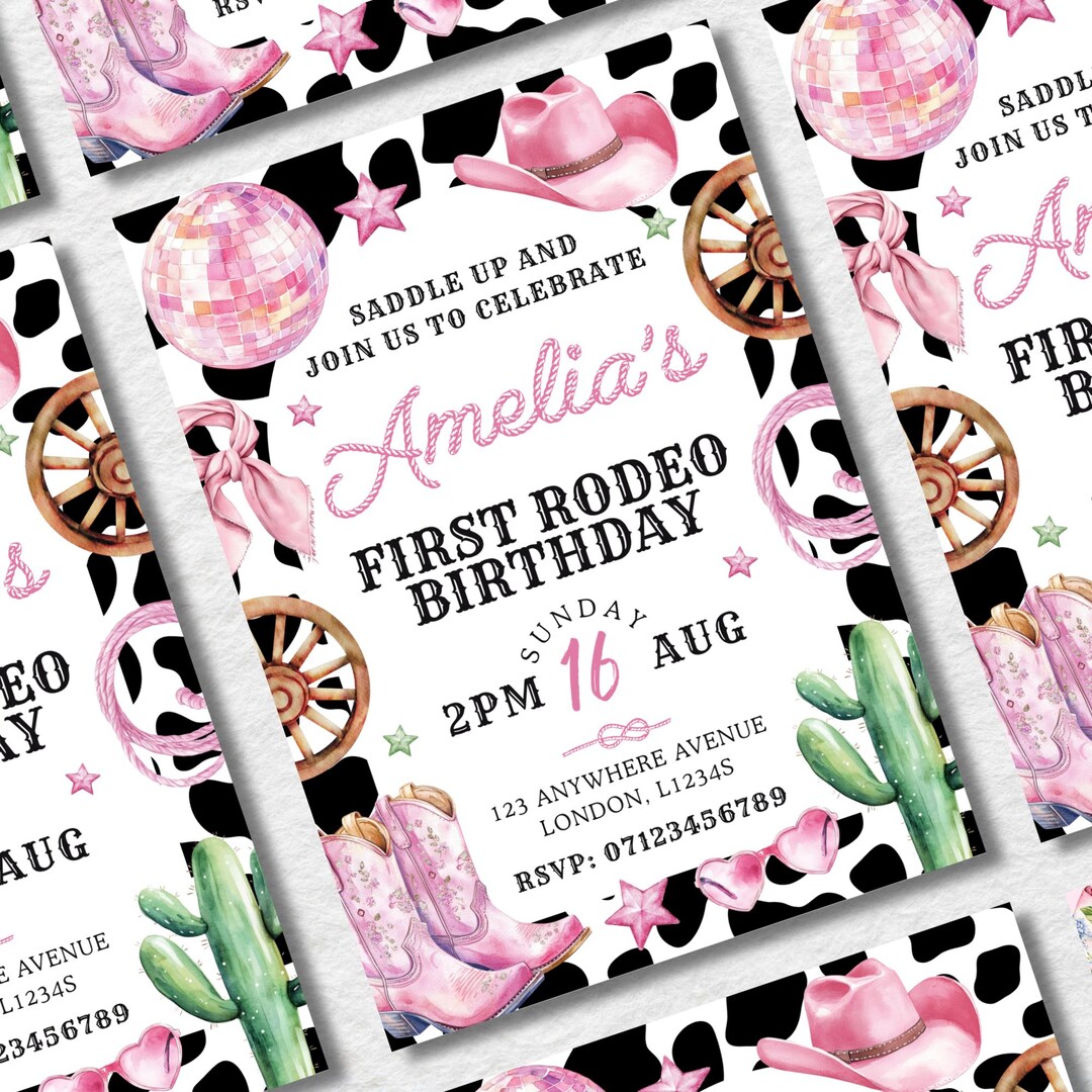 Pink Girls Rodeo Party Invitation Template Any Age Girls Western ...