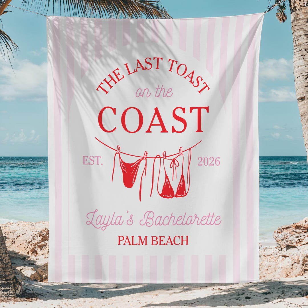 Personalized Beach Bachelorette Photo Backdrop Coastal Bridal Shower ...