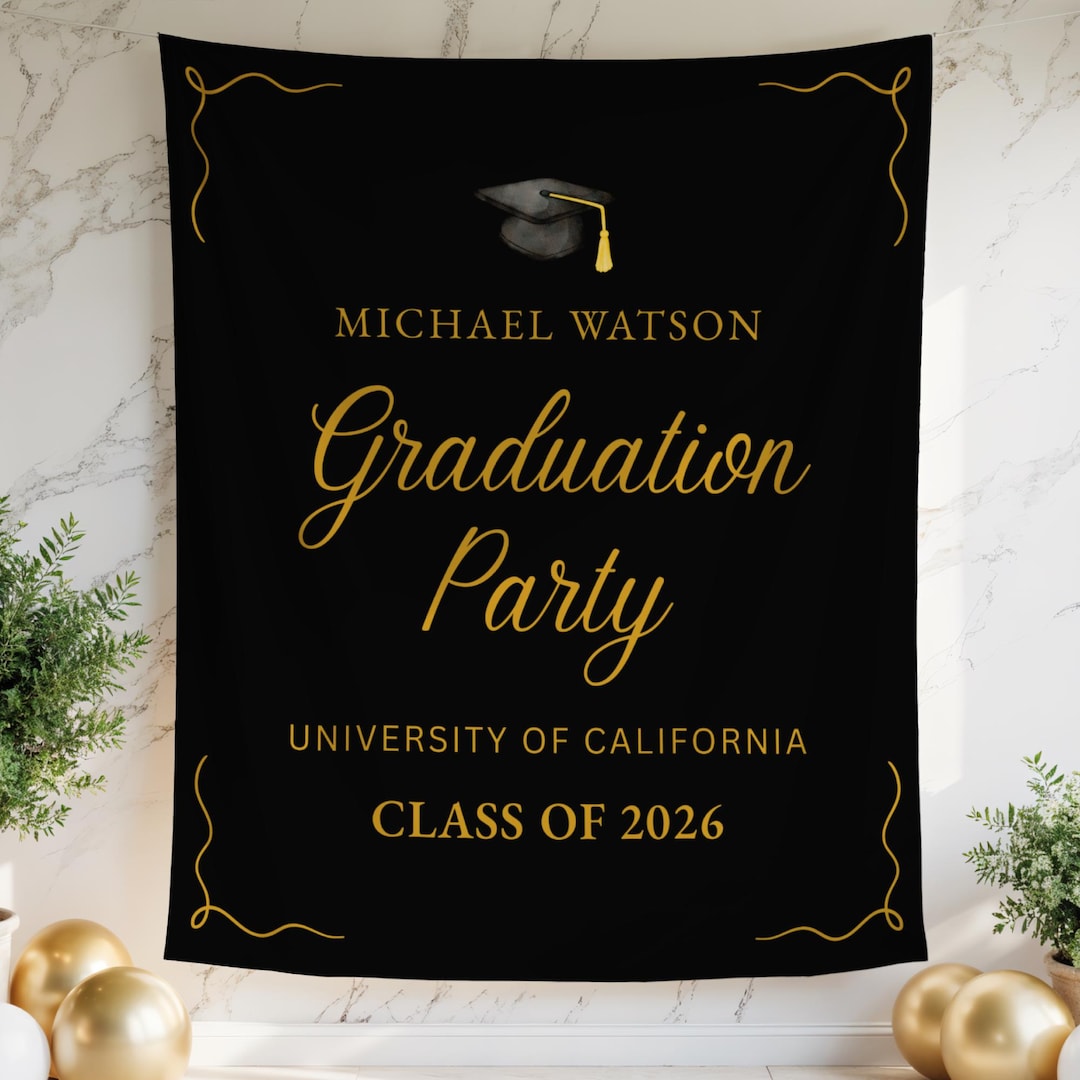 Personalized Graduation Backdrop for Him Class of 2026 Graduation ...