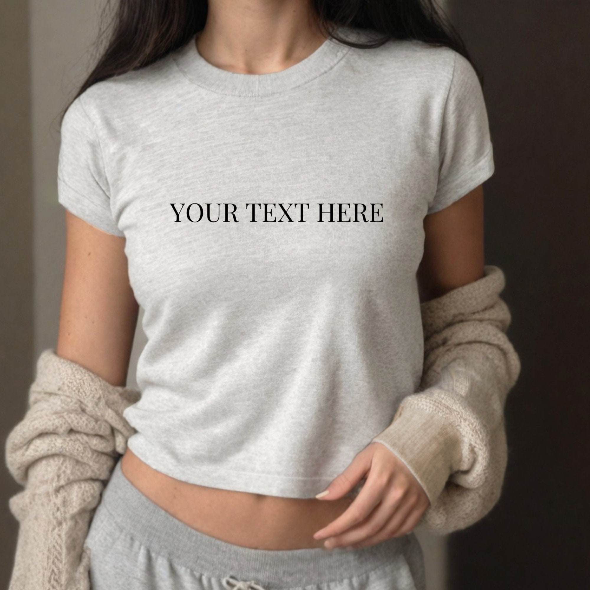 Custom Text Y2K Babytee Crop Top, Gifted Croptop, Custom Text Baby Tee ...