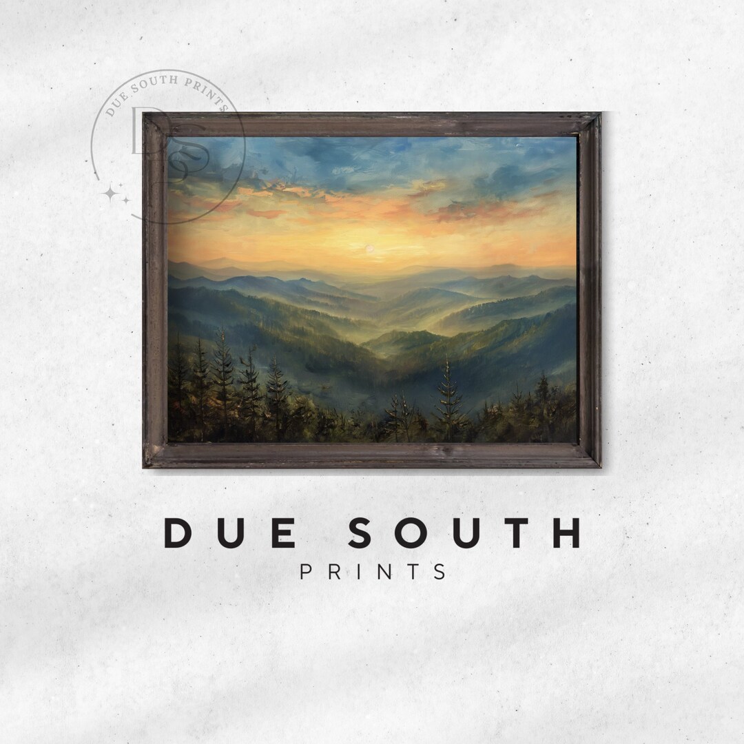 Blue Ridge Mountains Wall Art, Tonal Painting, Rustic Cabin Decor ...