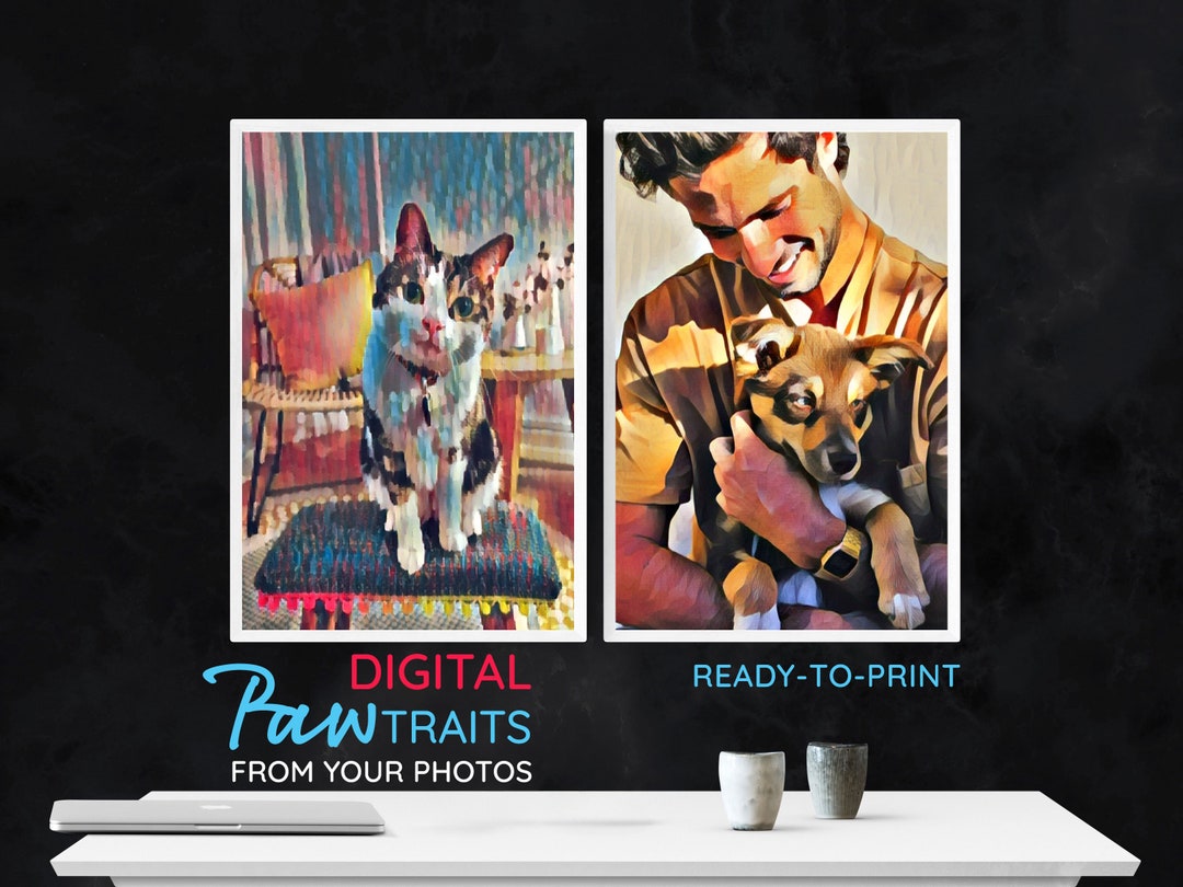 Personalized Pet Portrait Art Custom Drawing & Painting Gift for Cat ...