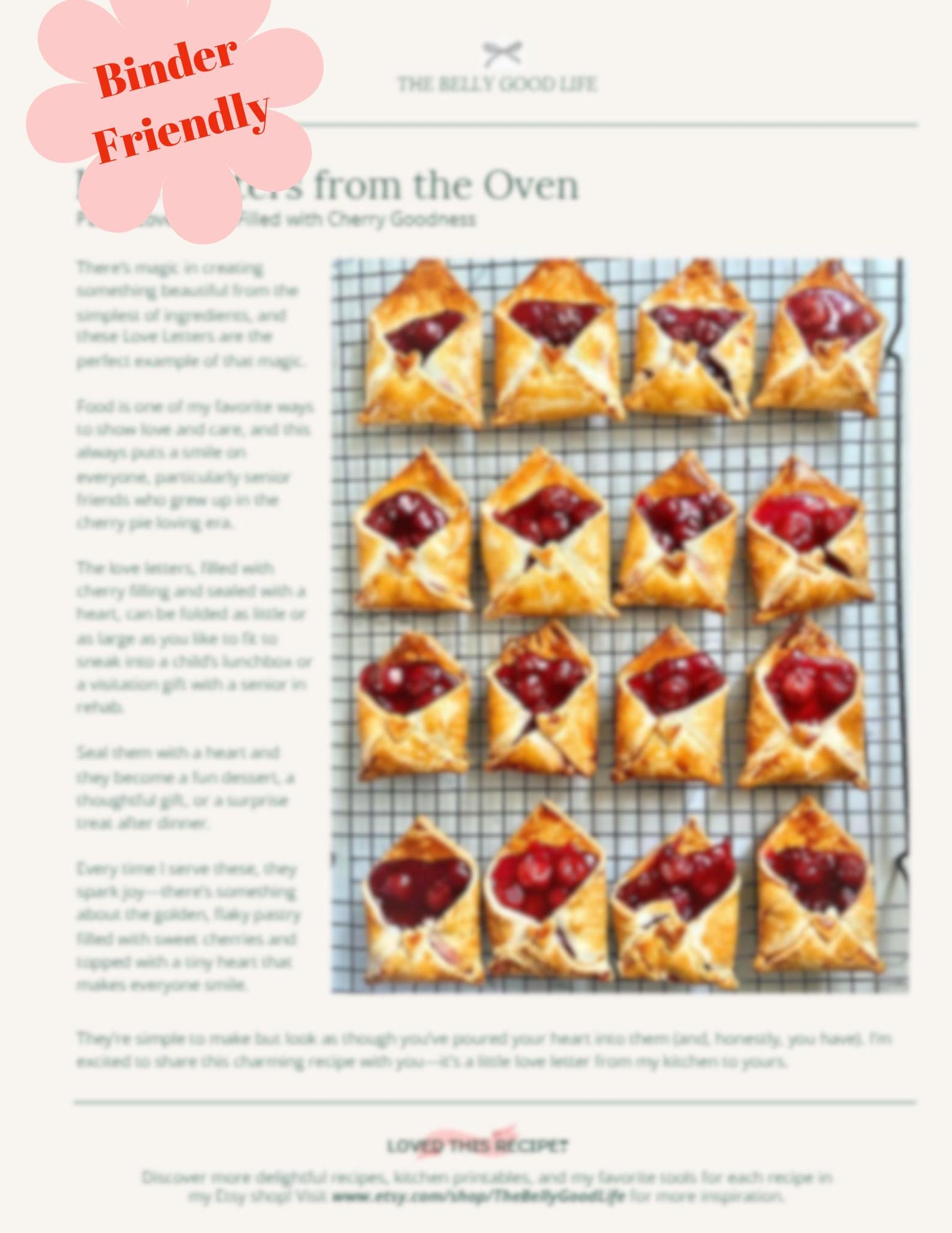 BEST RECIPE | Cherry Love Letters Recipe | Printable A4 Baking Recipe ...