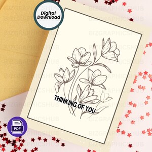 Elegant "thinking of You" Printable Greeting Card| Digital Download ...