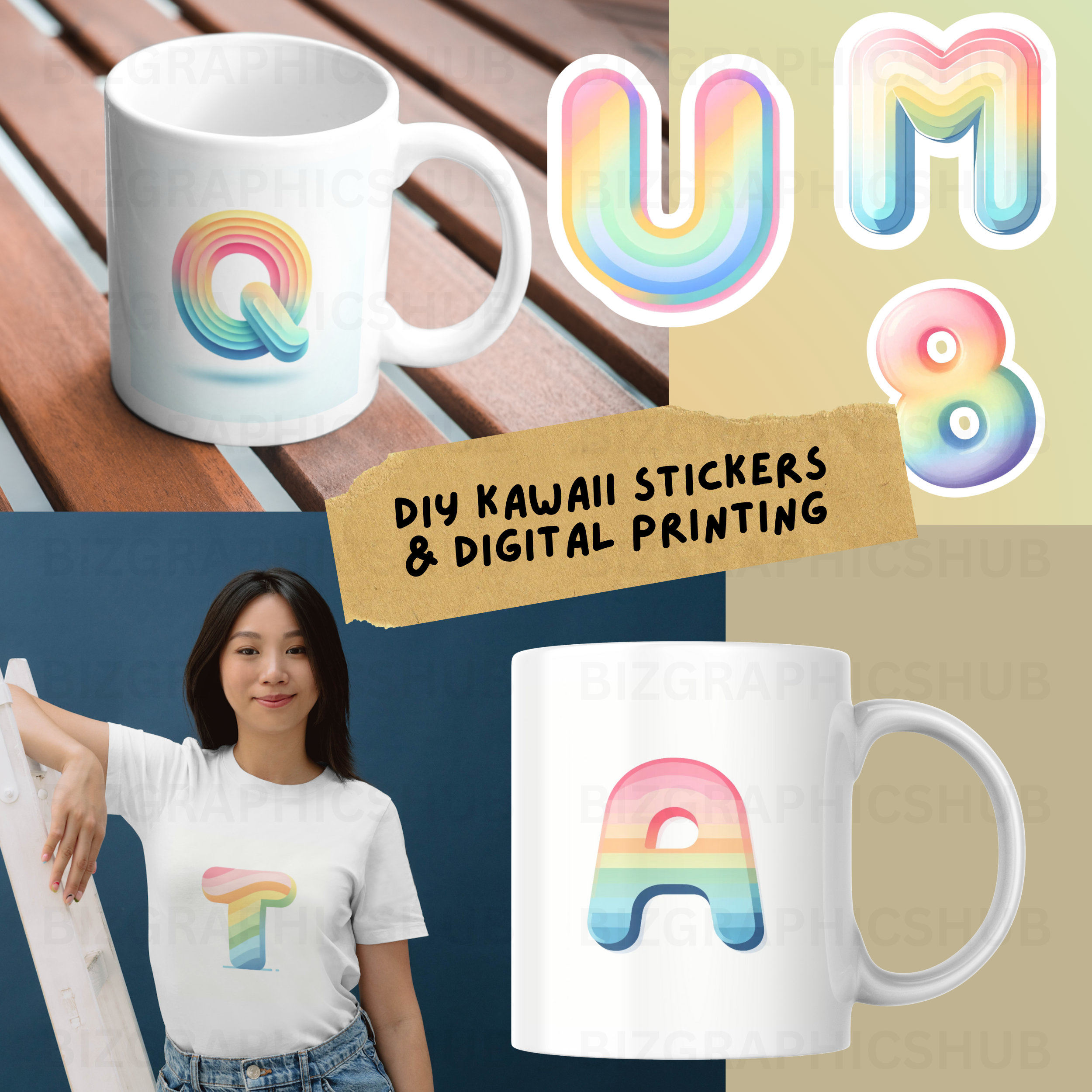 Rainbow Pastel Alphabet & Number Set - Digital Download for Crafts ...