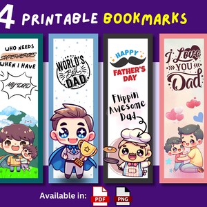 Father's Day Printable Bookmark, Digital Bookmark for Book Lovers ...