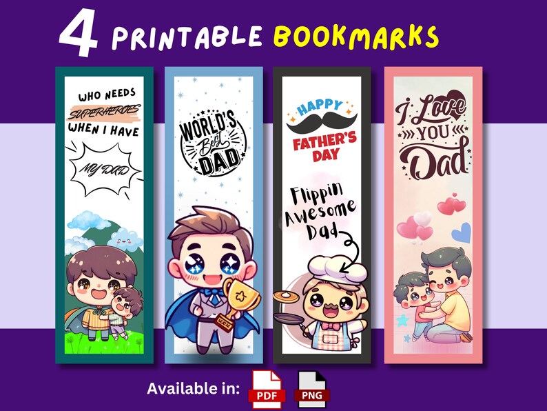 Father's Day Printable Bookmark, Digital Bookmark for Book Lovers ...