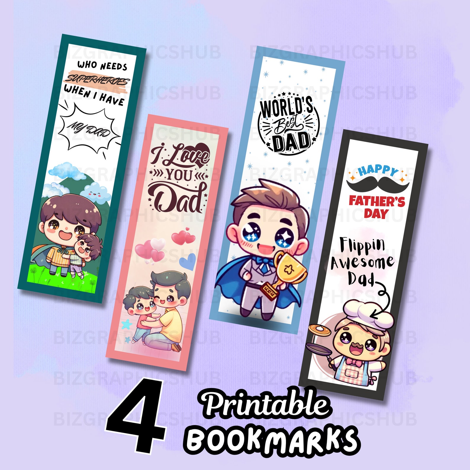 Father's Day Printable Bookmark, Digital Bookmark for Book Lovers ...