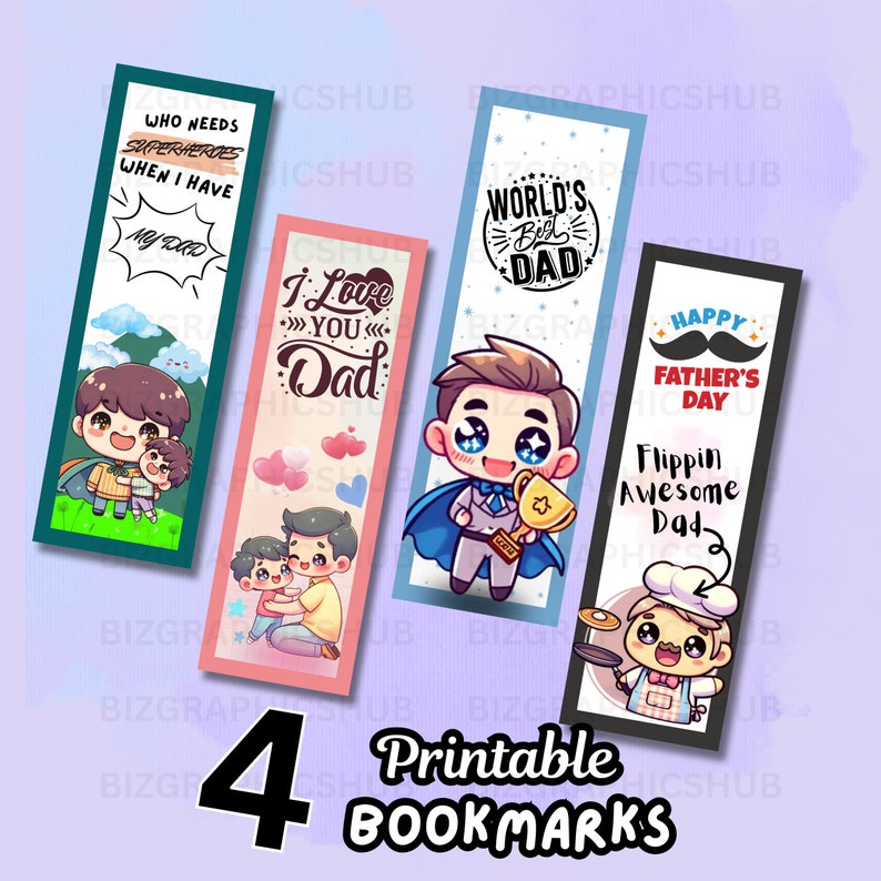 Father's Day Printable Bookmark, Digital Bookmark for Book Lovers ...