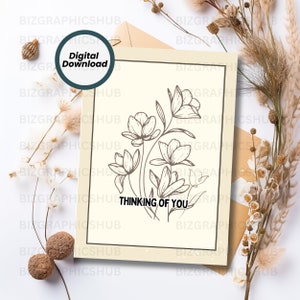 Elegant "thinking of You" Printable Greeting Card| Digital Download ...