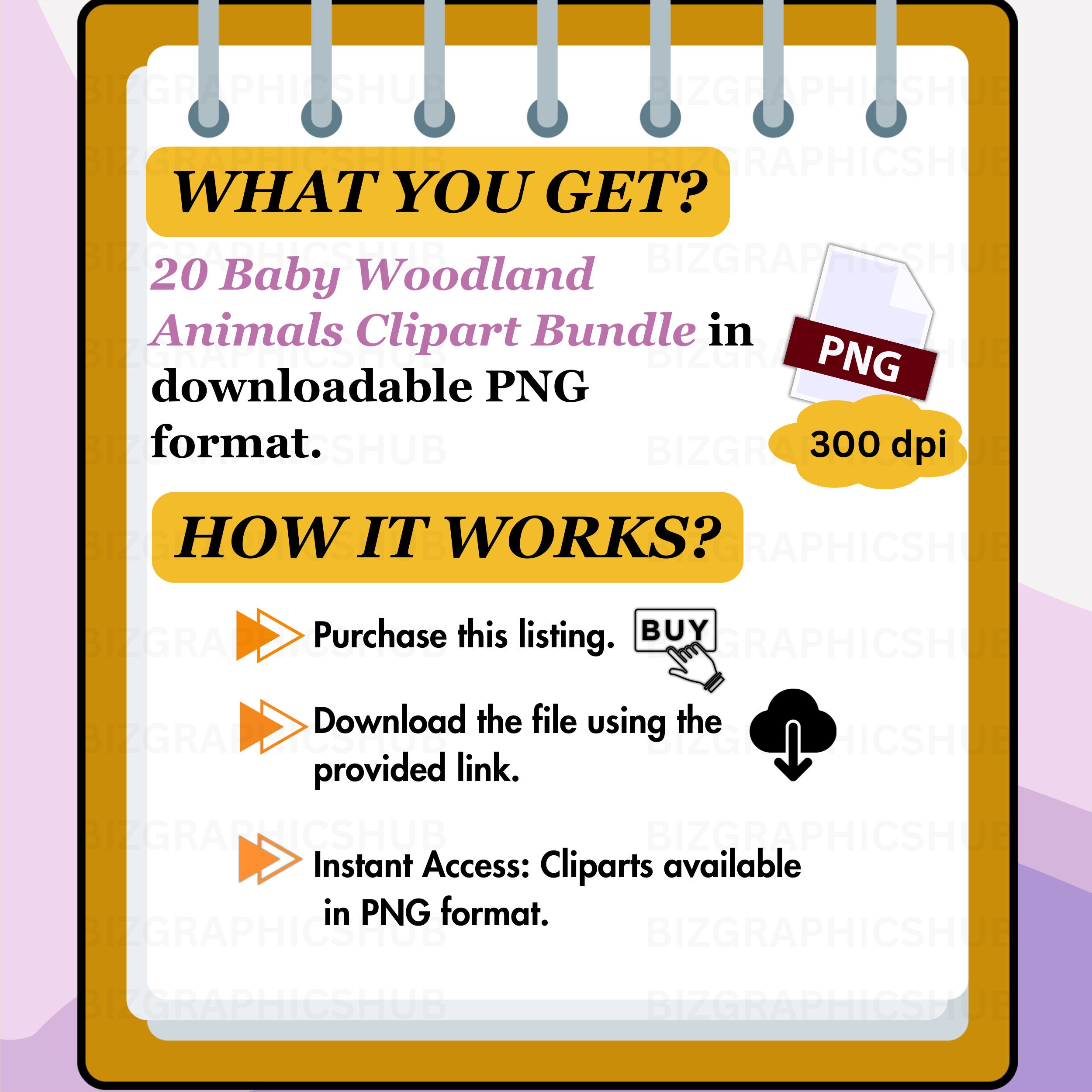 Baby Woodland Animals Clipart Bundle, PNG Printable Set, Cute Nursery ...