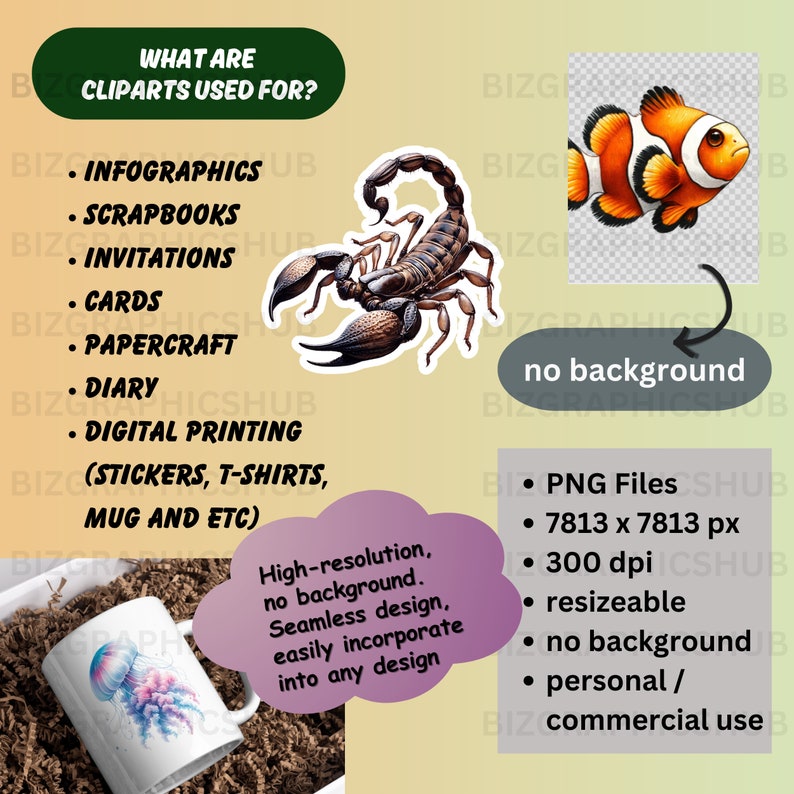 Watercolor Marine Life Clipart Bundle 25 Sea Animals PNG, Ocean Life ...