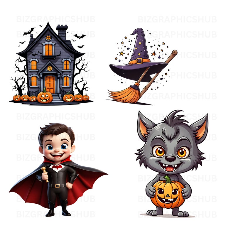 Halloween Clipart Bundle 30 Spooky PNG Graphics Halloween Digital ...