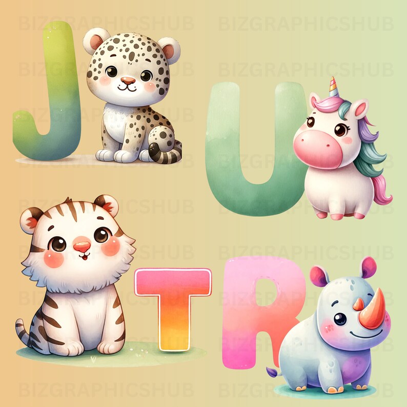 A-Z Kawaii Animals With Alphabet Clipart Collection - High-quality 26 ...