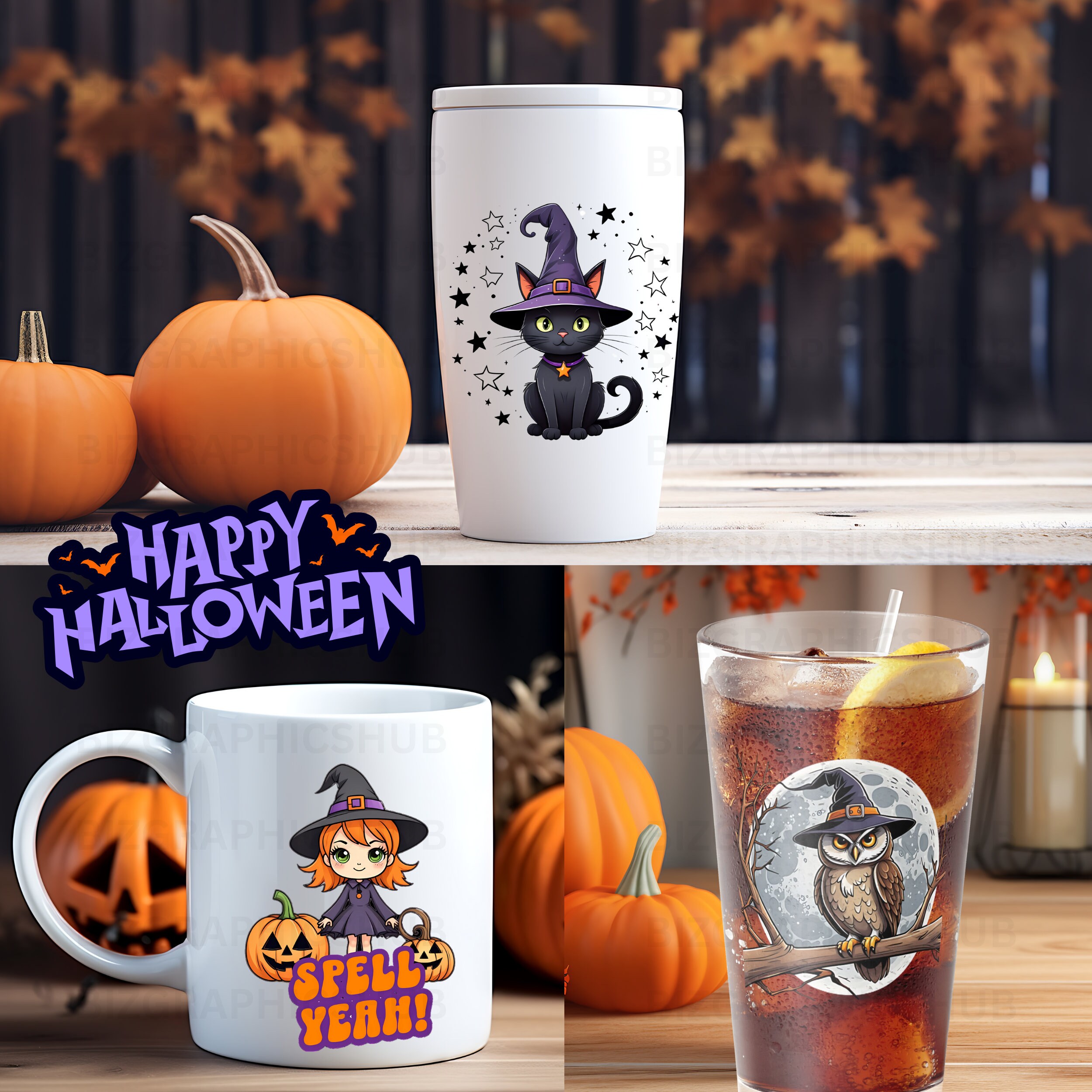 Halloween Clipart Bundle 30 Spooky PNG Graphics Halloween Digital ...