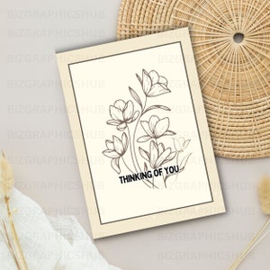 Elegant "thinking of You" Printable Greeting Card| Digital Download ...