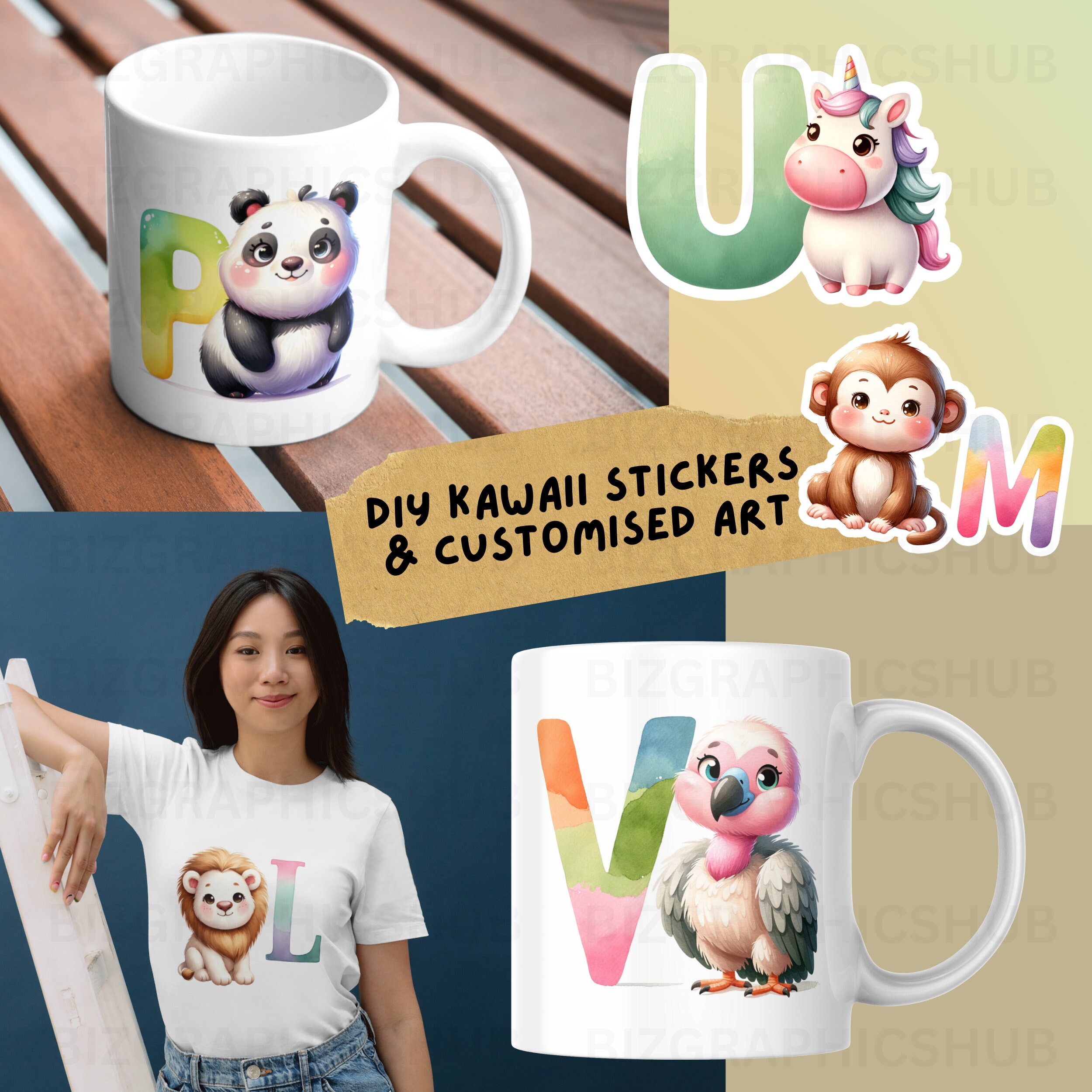 A-Z Kawaii Animals With Alphabet Clipart Collection High-quality 26 PNG ...
