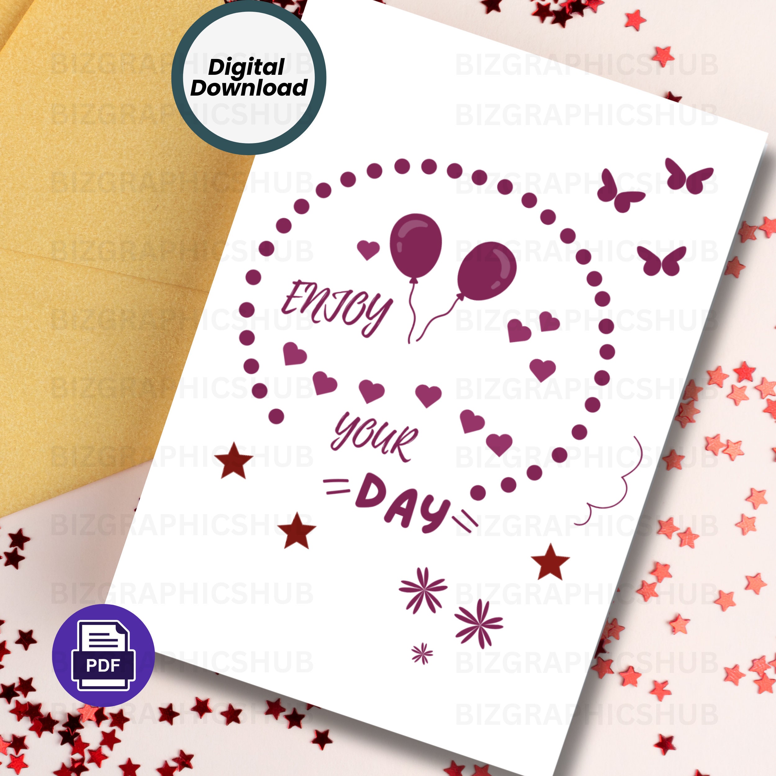 Printable Birthday Card, PDF, Instant Download Greetings Card, Birthday ...