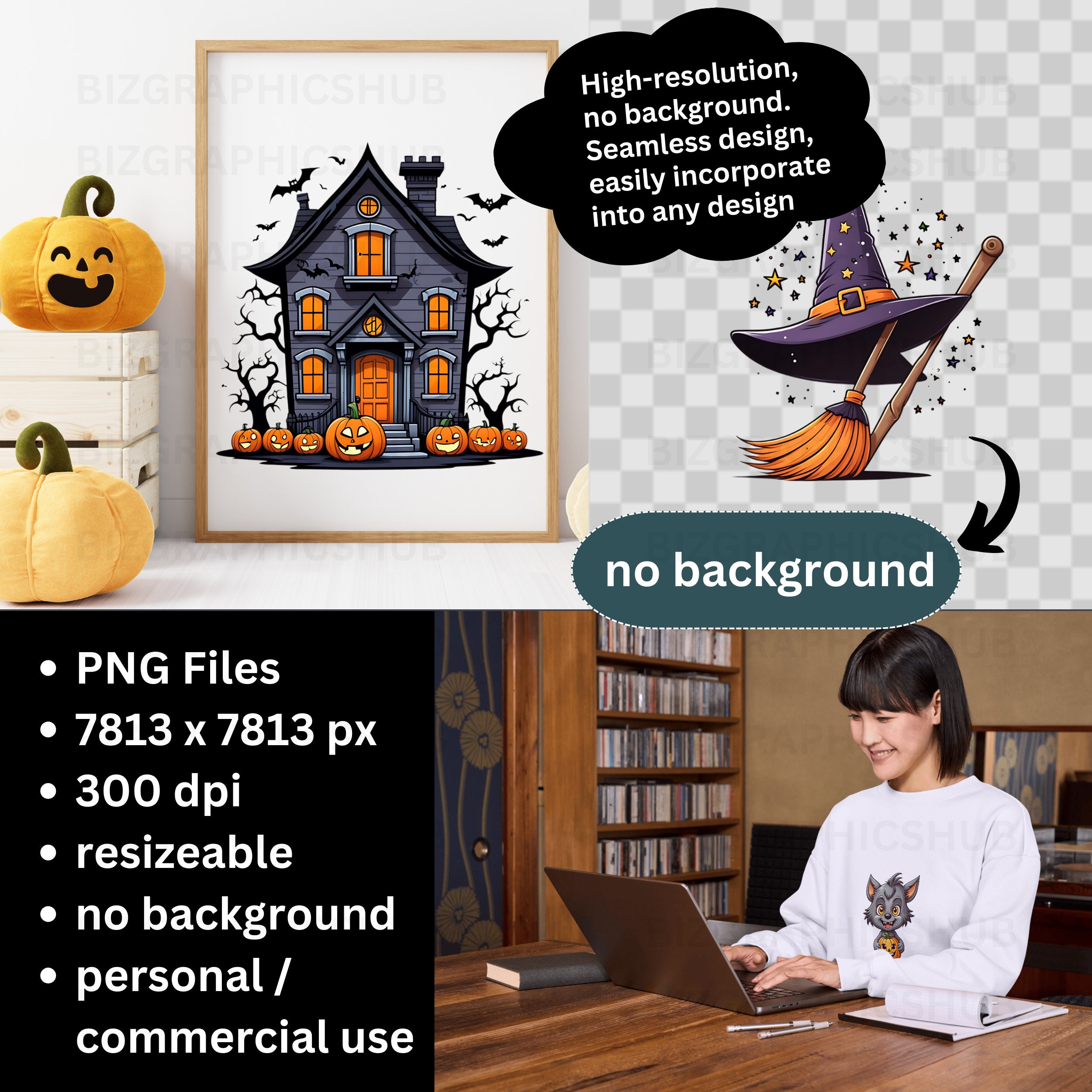 Halloween Clipart Bundle 30 Spooky PNG Graphics Halloween Digital ...
