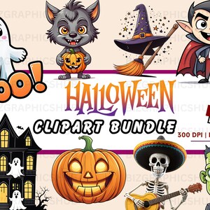 Halloween Clipart Bundle 30 Spooky PNG Graphics Halloween Digital ...