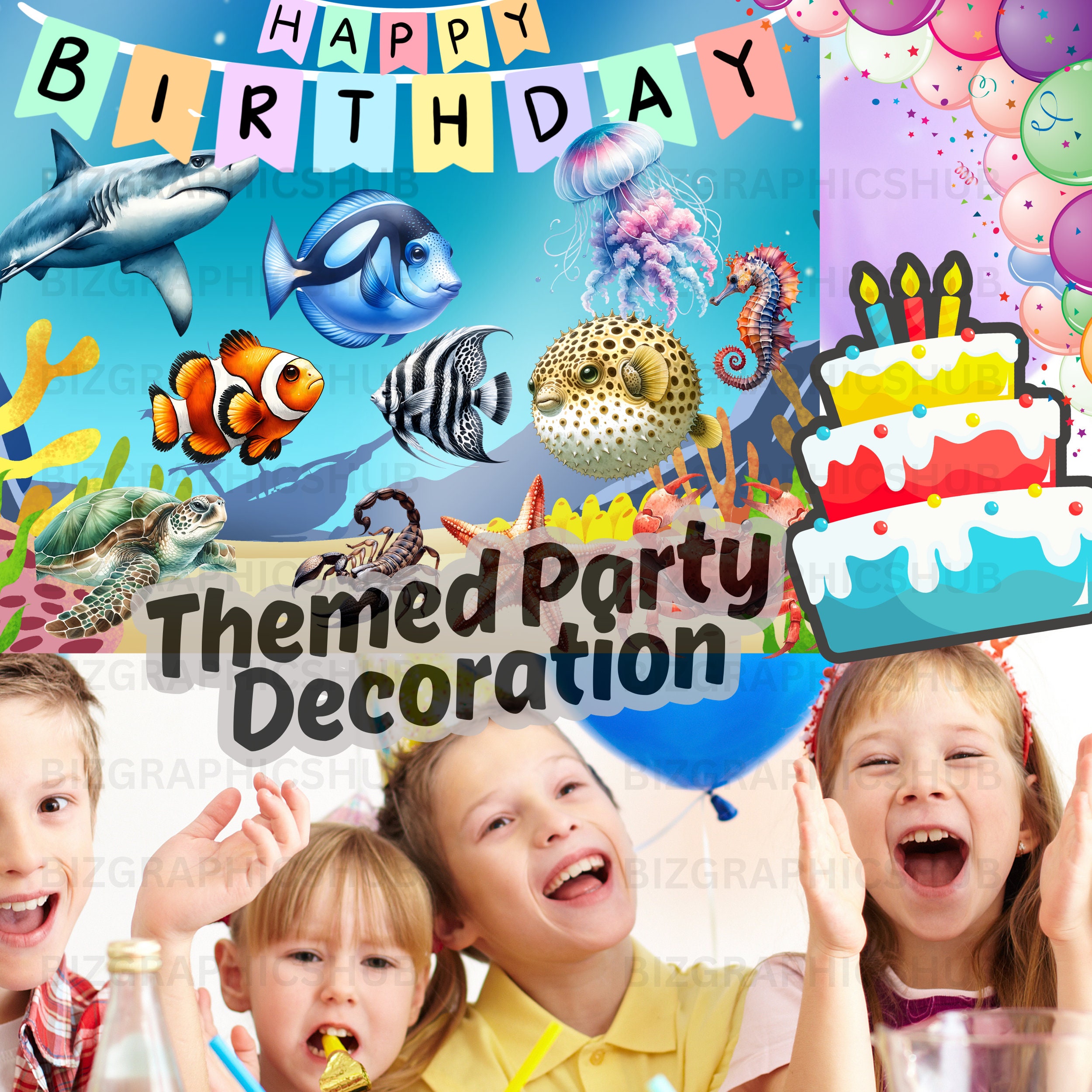 Watercolor Marine Life Clipart Bundle 25 Sea Animals PNG, Ocean Life ...