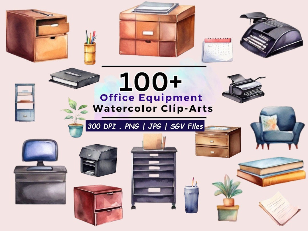 Unique Watercolor Office Equipment Cliparts - 100+ Images for ...