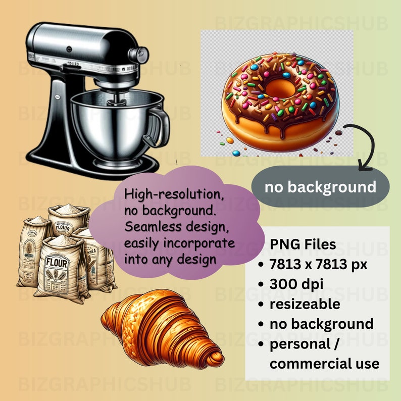 Baking Supplies Clipart Collection, 60 Baking Supplies High Reso PNG ...