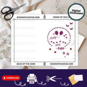 Printable Birthday Card, PDF, Instant Download Greetings Card, Birthday ...