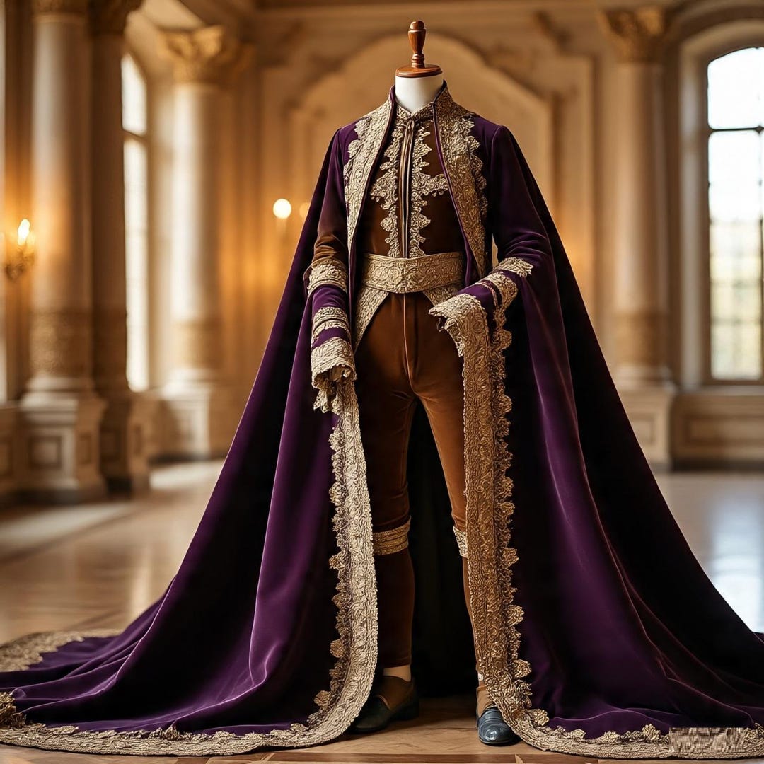 Floral Embroidered Rococo Suit: Men's Historical Costume, Regal Wedding ...