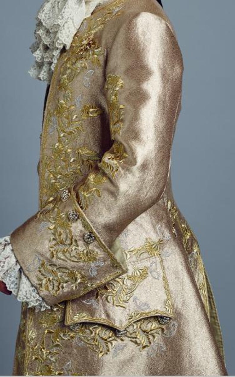 Men's Royal French Nobleman Suit: Golden Embroidered Rococo Wedding ...