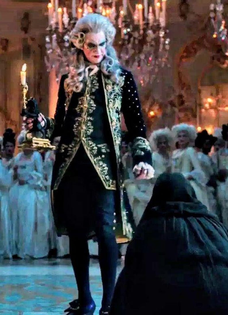 Men's Blue Rococo Costume: Golden Embroidered Nobleman Suit With Jabot ...