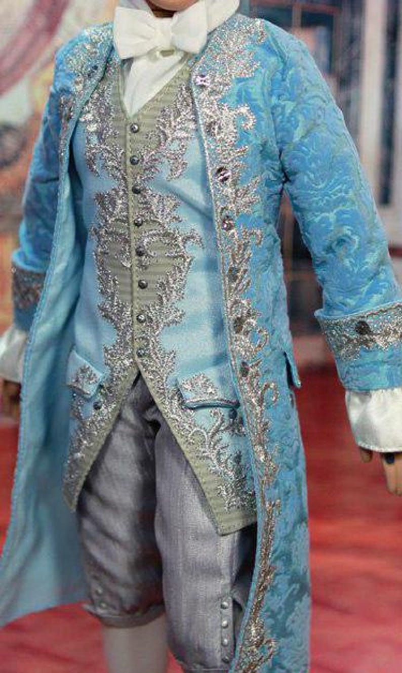 Bespoke Sky Blue Rococo Costume: Golden Embroidered Nobleman Suit - Etsy