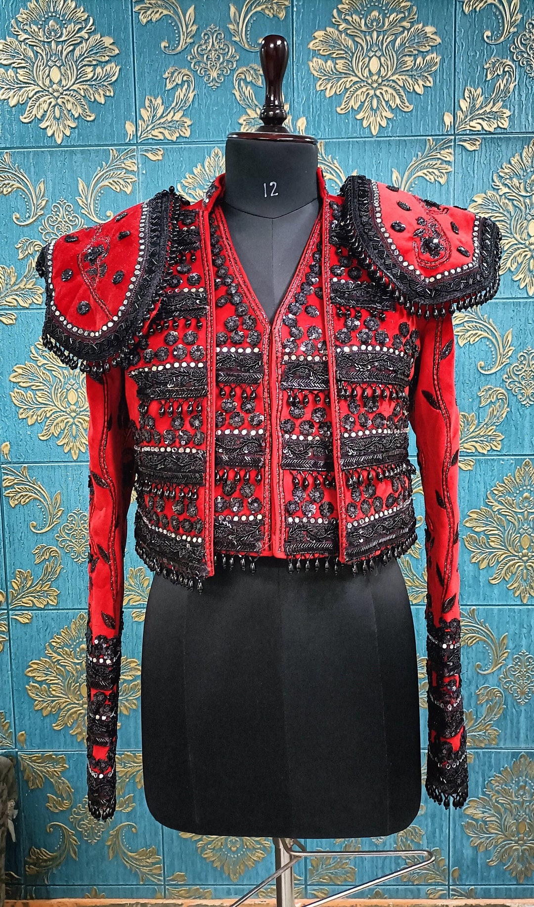 Hand Embroidered Red Velvet Matador Suit: Bespoke Bullfighting Costume ...